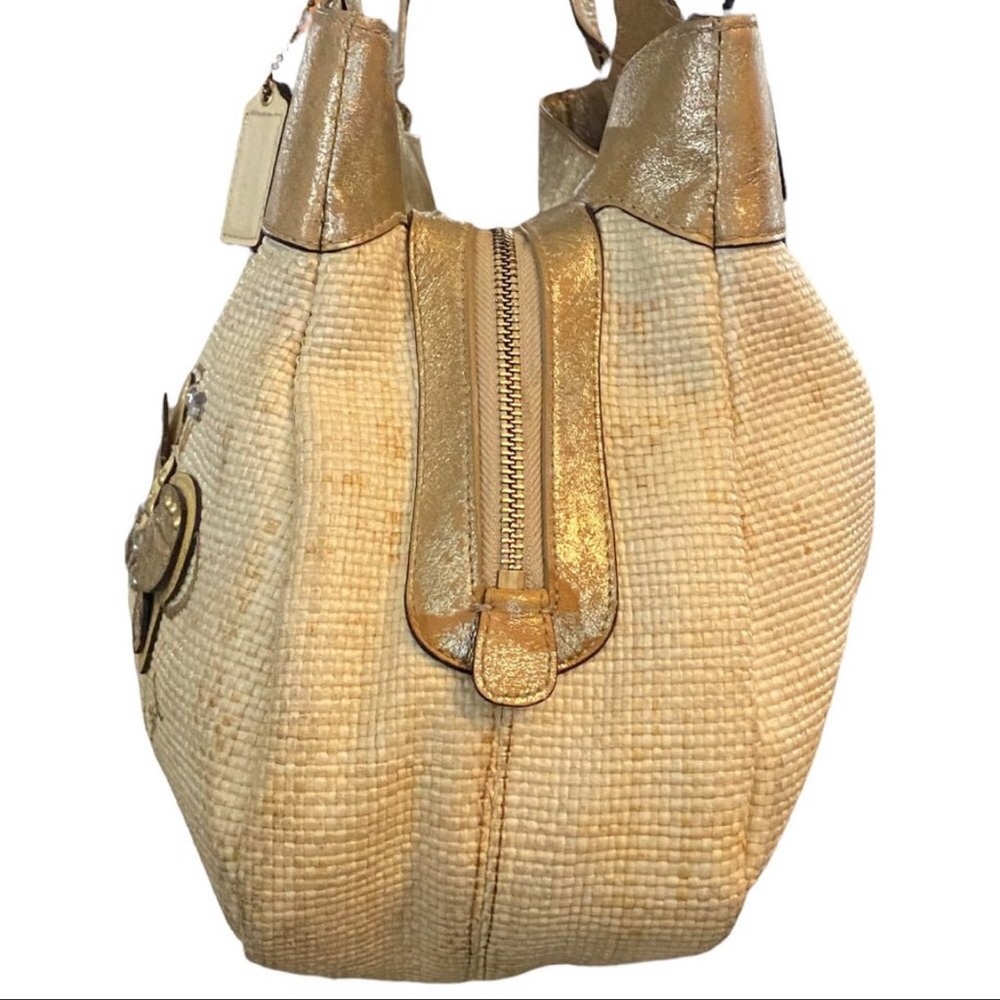 Coach Lexi Butterfly Straw Carryall Purse - Gem